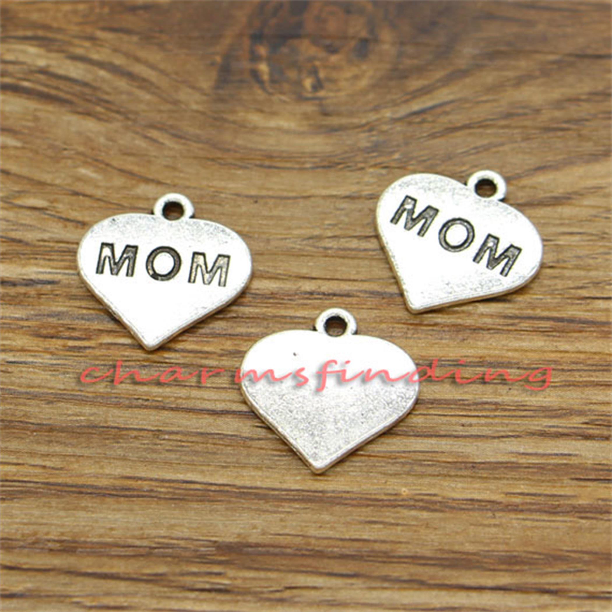 20pcs Mom Charm Mother Family Word Charms Antique Silver Tone 16x16mm ...