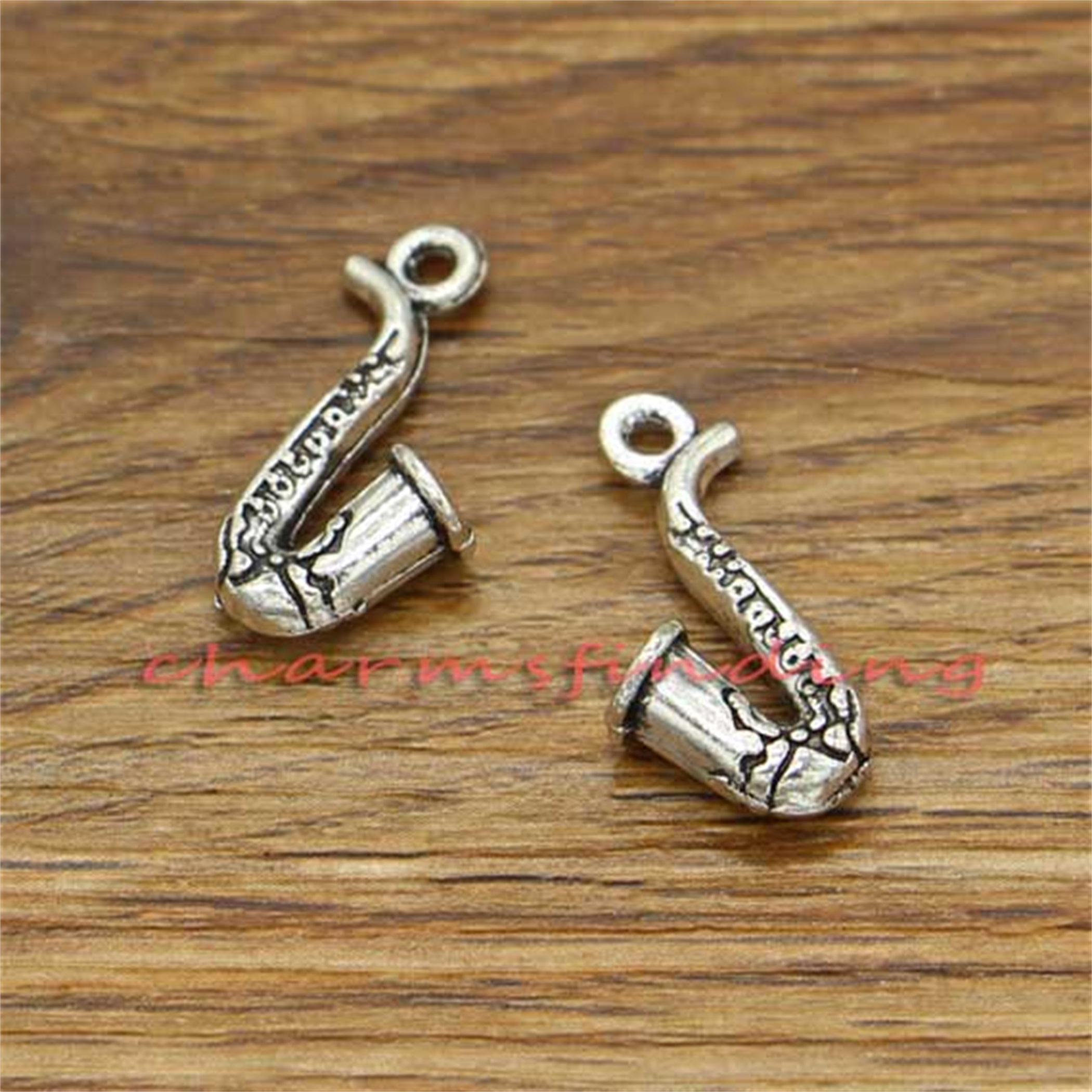 20pcs Saxophone Charms Orchestral Music Charm Antique Silver Tone ...