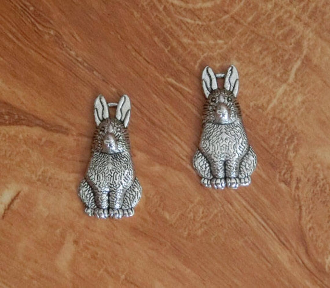 15pcs Rabbit Charms Bunny Hare Charm Antique Silver Tone 26x13mm Cf0172 ...