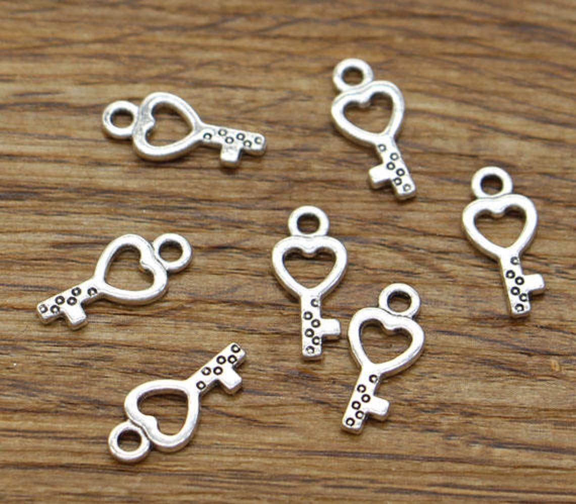 100pcs Heart Key Charms Home Key Charms Heart Key Charm - Etsy