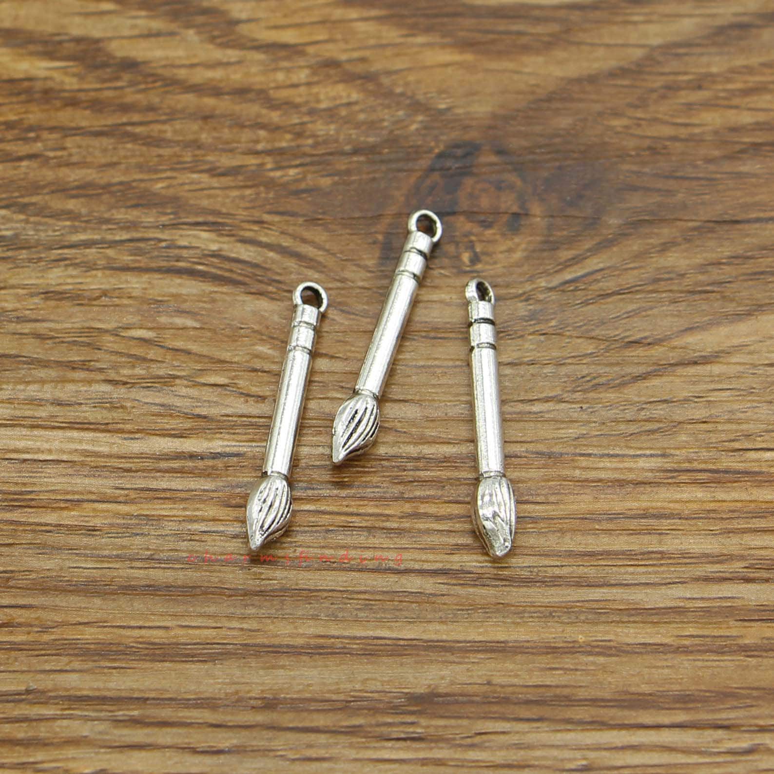 25pcs Paint Brush Charms 3D Charms Antique Silver Tone | Etsy