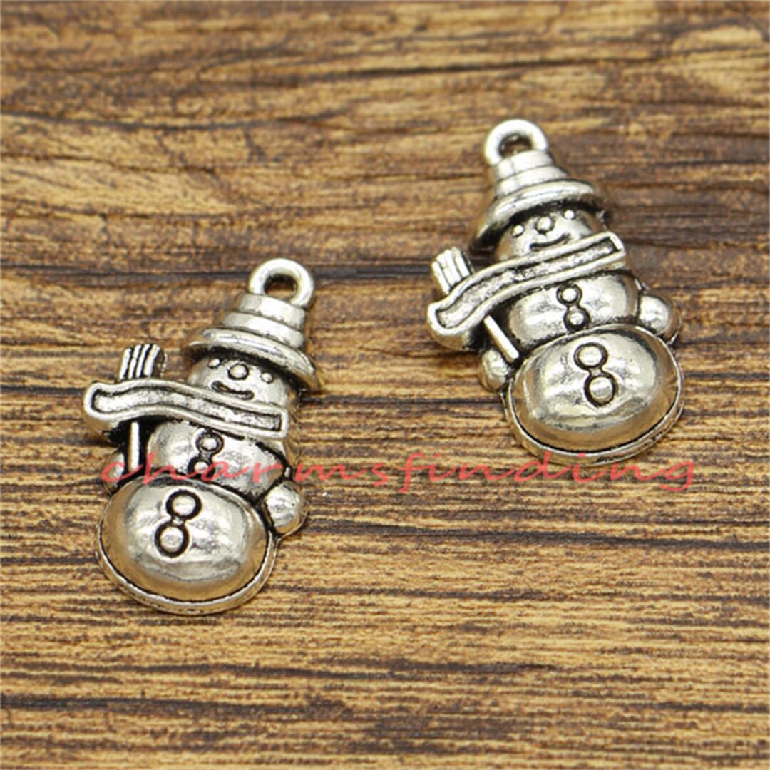 25pcs Snowman With Broom Charms Snow Winter Charm Antique Silver Tone ...