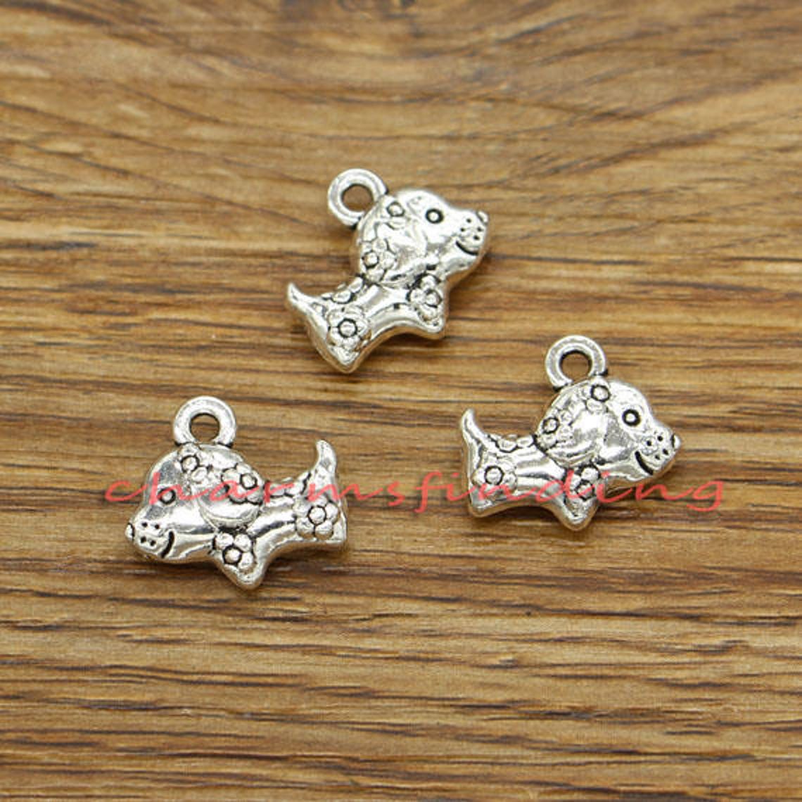 15pcs Baby Dog Charms Cute Dog Charms Antique Silver Tone - Etsy