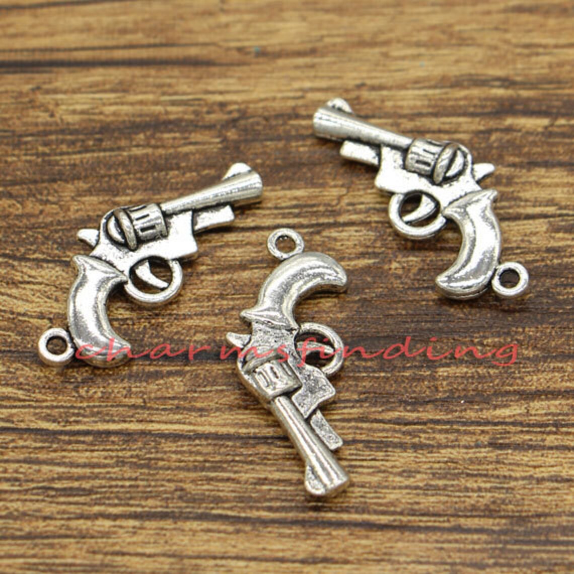 20pcs Gun Charms 2 Sided Revolver Hand Gun Charms Antique | Etsy