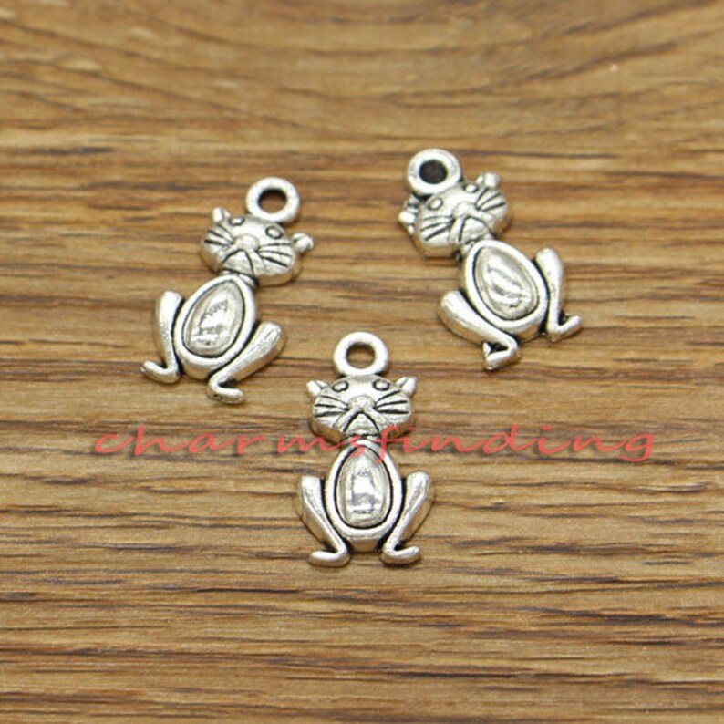 30pcs Cat Charms Animal Pet Charms Antique Silver Tone 11x20mm | Etsy