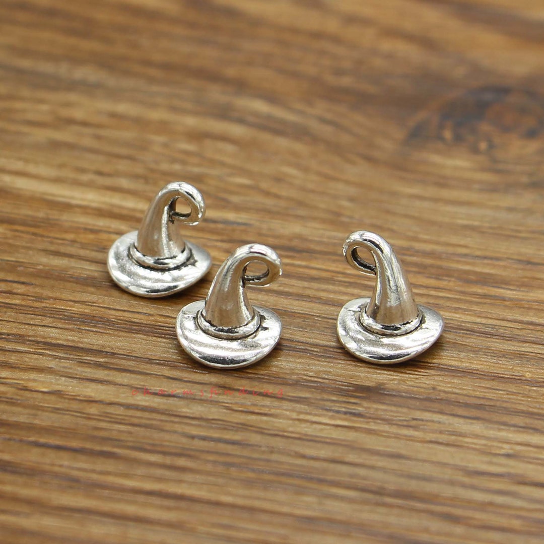 25pcs Witch Hat Charms 3D Charms Antique Silver Tone 11x11x11mm Cf3939 ...