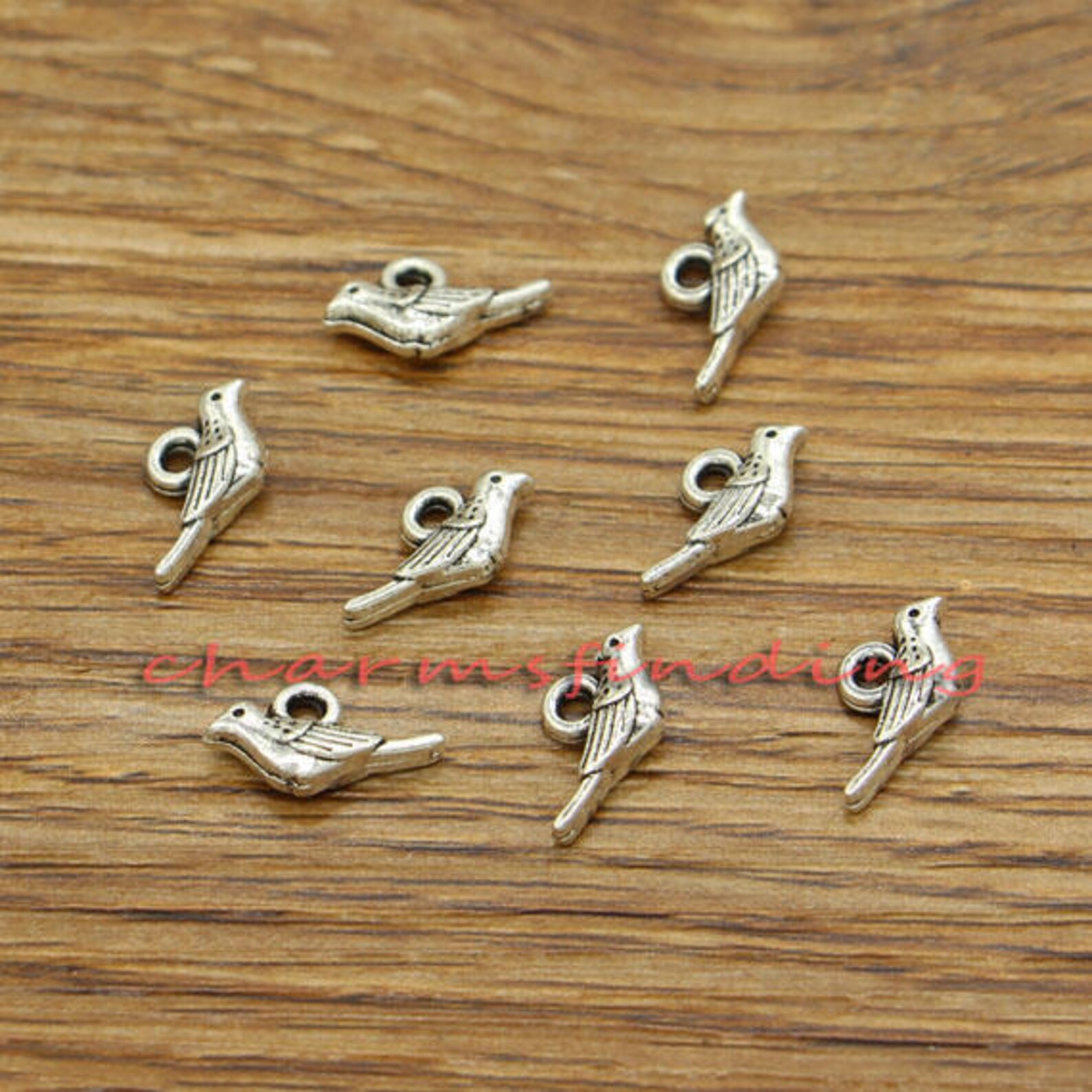 50pcs Small Bird Charms Sparrow Charms Antique Silver Tone - Etsy