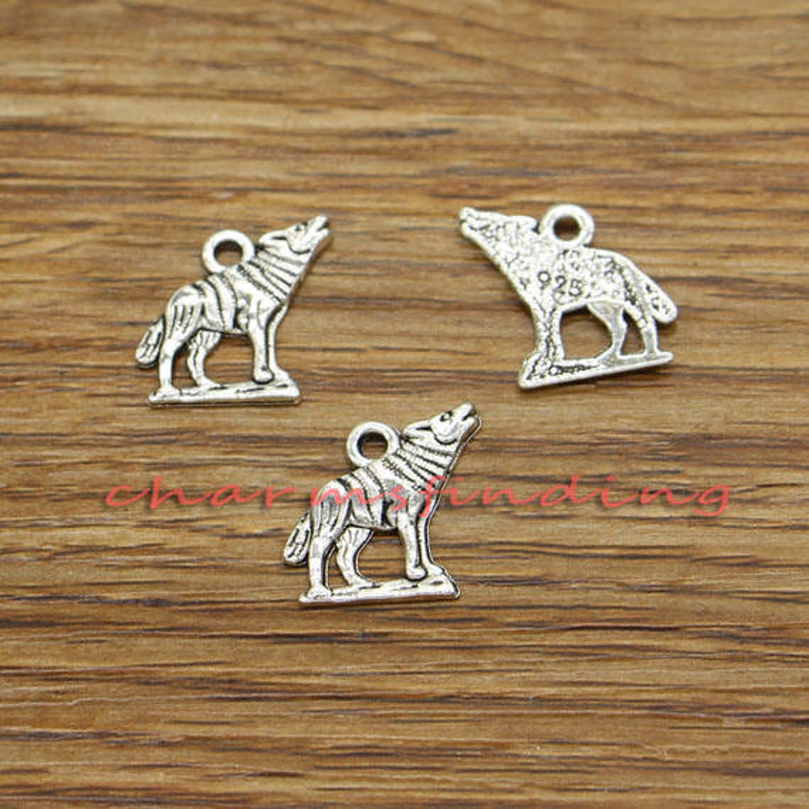 50pcs Wolf Charms Howling Wolf Charm Antique Silver Tone - Etsy
