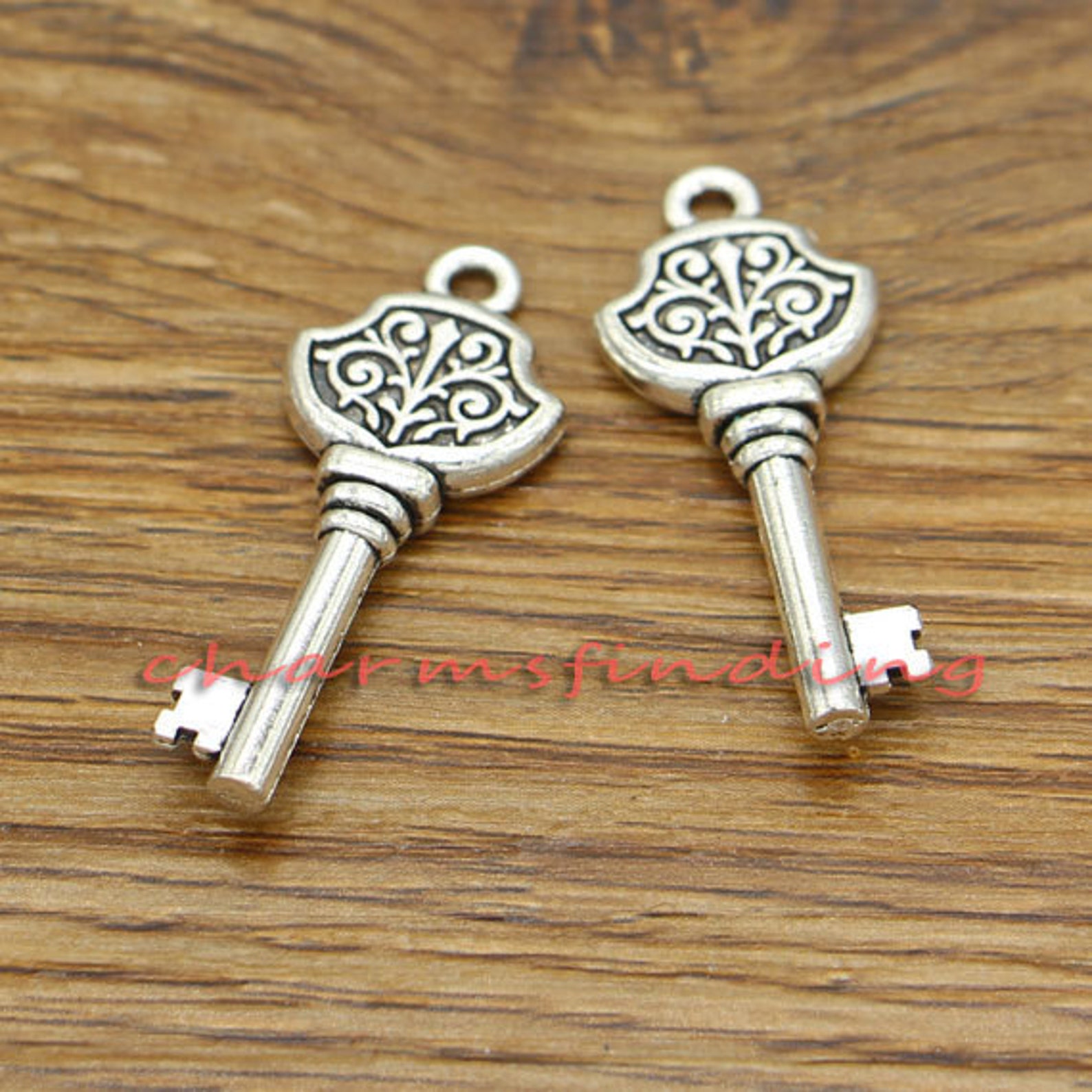 15pcs Key Charms Pendants Flower Key Antique Silver Tone - Etsy