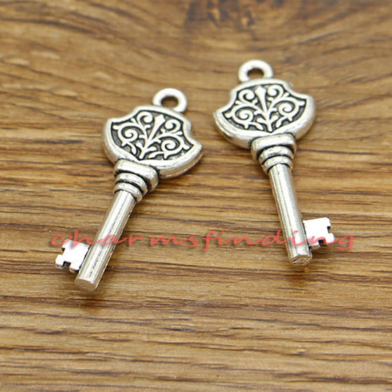 15pcs Key Charms Pendants Flower Key Antique Silver Tone - Etsy