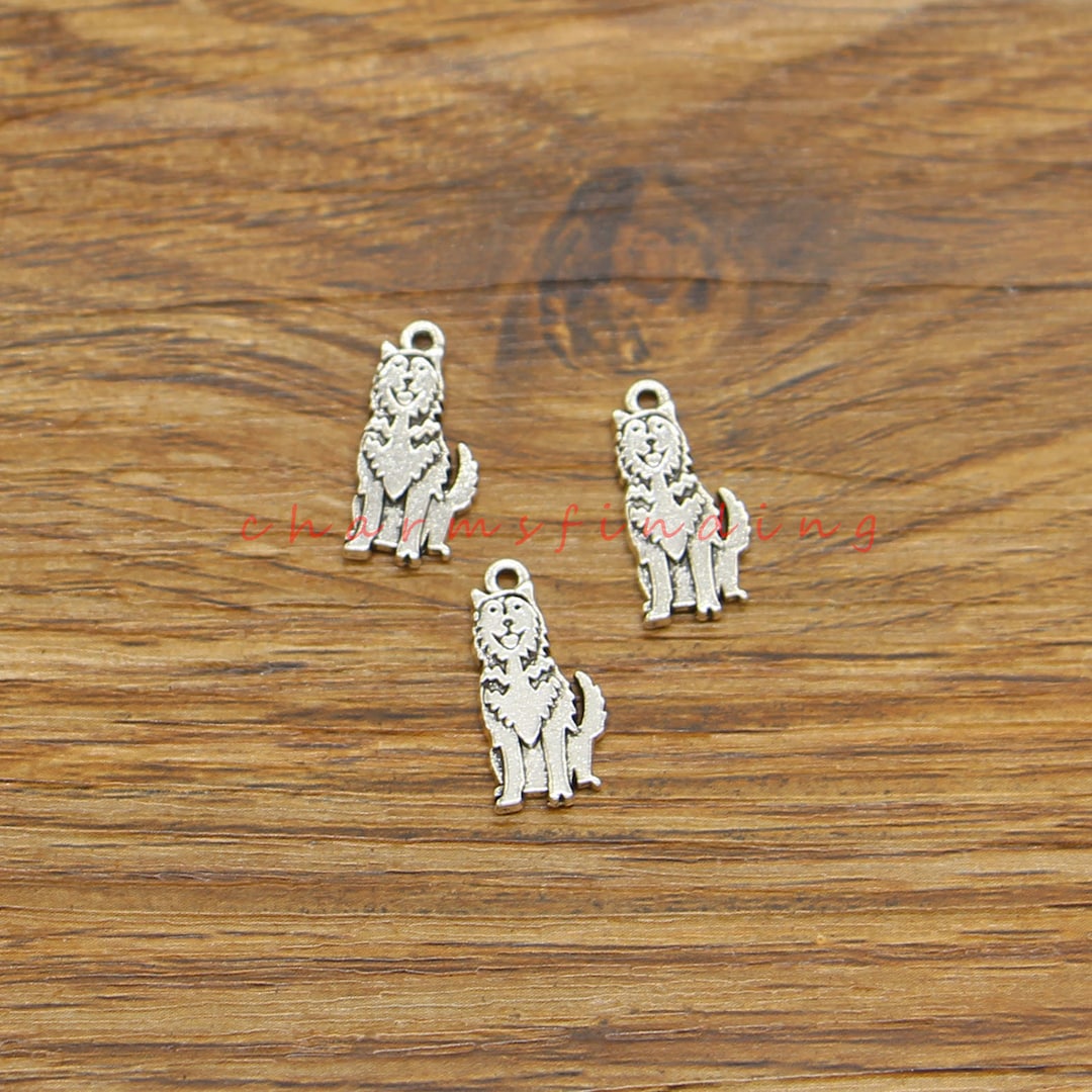 50pcs Wolf Charms Howling Wolf Bulk DIY Charm Antique Silver Tone ...