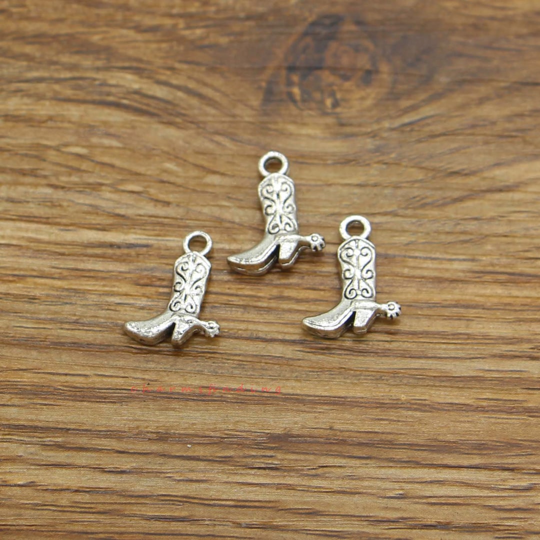 20pcs Cowboy Boot Charms Shoe Charms Antique Silver Tone 12x16mm Cf4008 ...