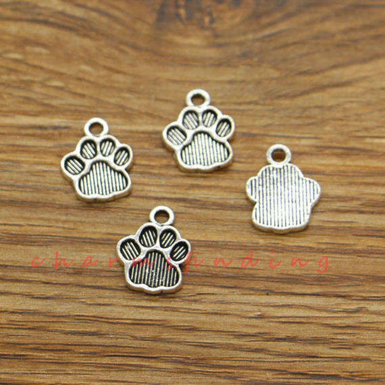 50pcs Paw Print Charms Dog Paw or Bear Paw Print Charms - Etsy