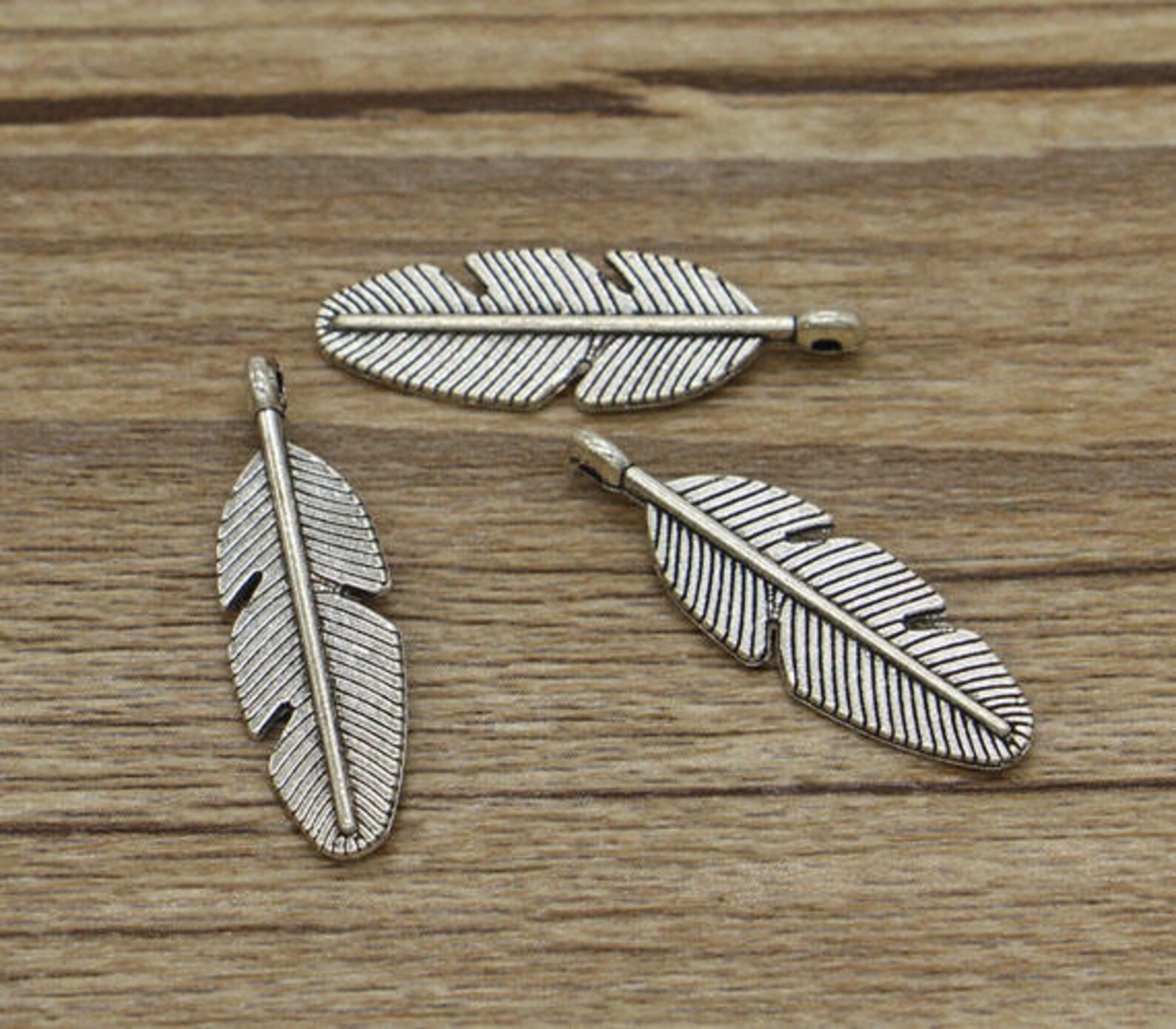 20pcs Feather Charms Bird Feather Charm Antique Silver Tone - Etsy