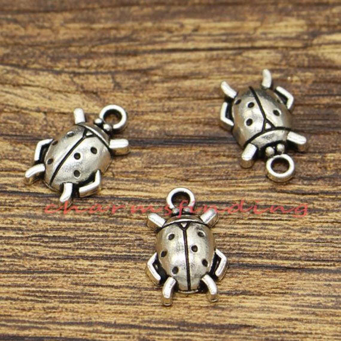50pcs Ladybug Charms Insect Charms Antique Silver Tone 11x17mm - Etsy
