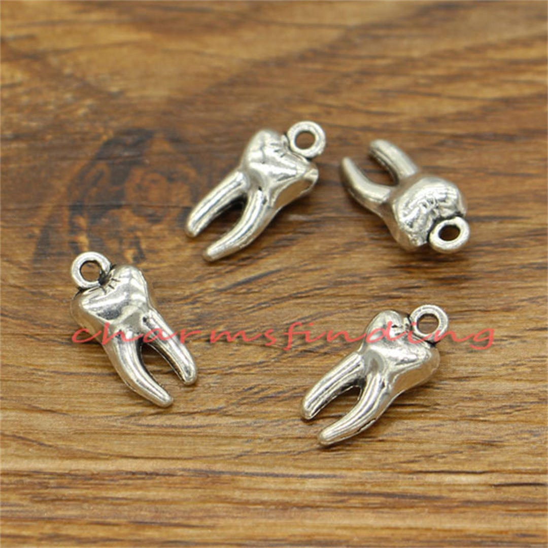 25pcs Tooth Charms Dental 3D Charm Antique Silver Tone 16x8mm Cf2618 - Etsy