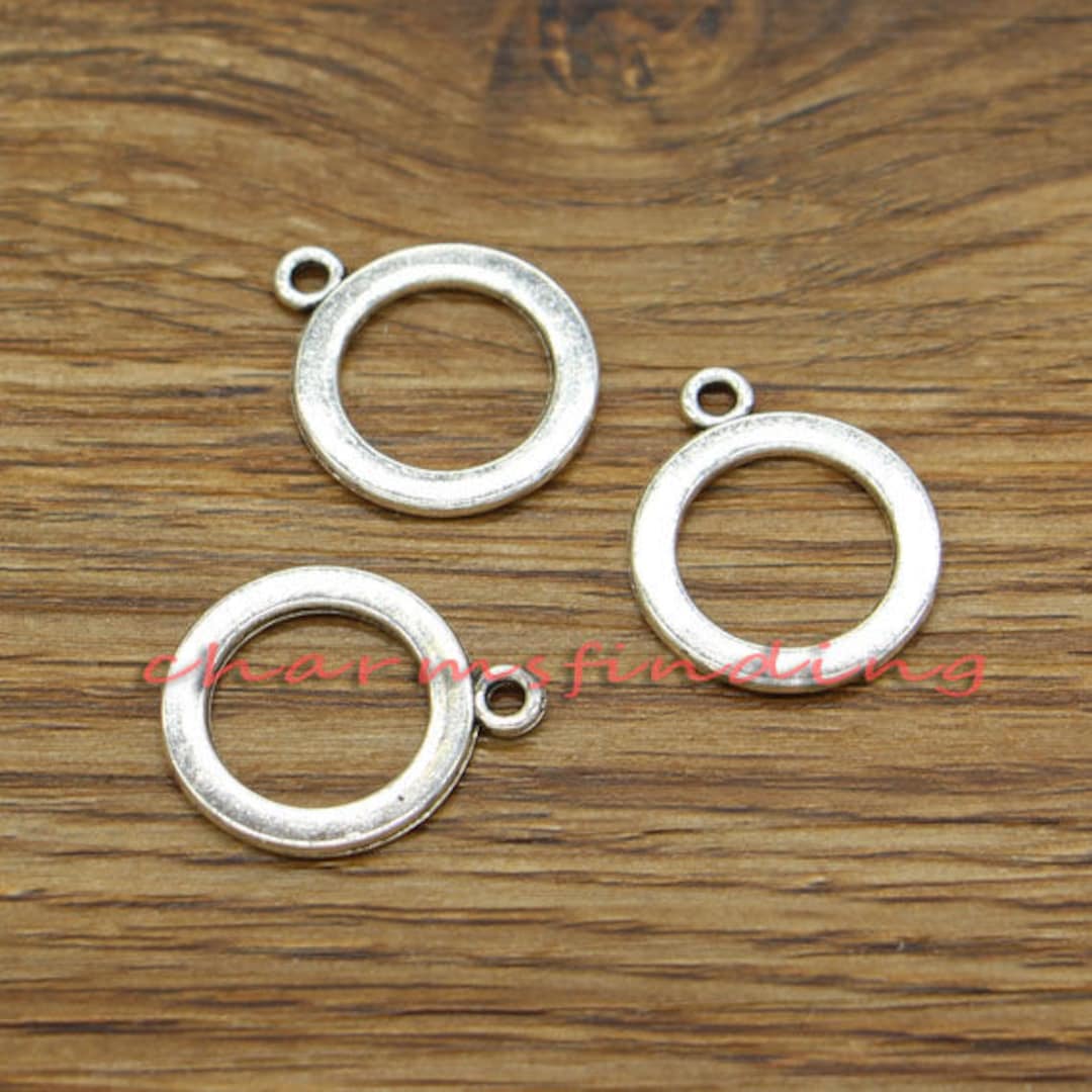 30pcs Circle Charms Round Charms Antique Silver Tone Earring Making ...