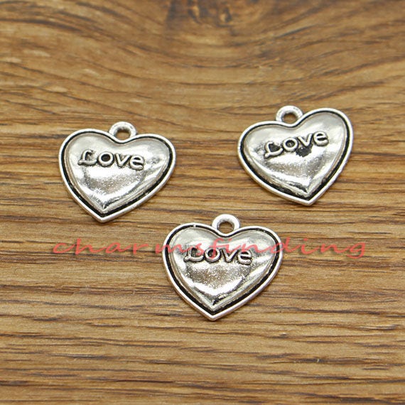 30pcs Heart Charm Love Charms Valentine Charm Word Charms - Etsy
