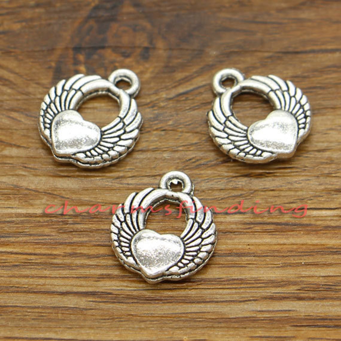 20pcs Winged Heart Charms 2 Sided Charms Antique Silver Tone - Etsy