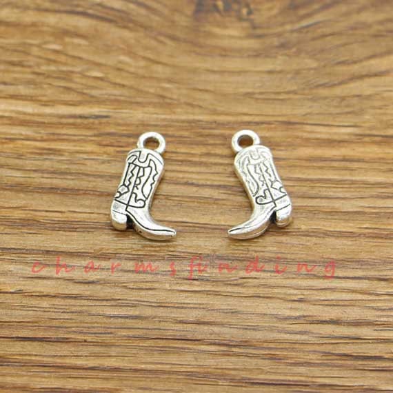 20pcs Cowboy Boot Charms Shoe Charms Antique Silver Tone - Etsy