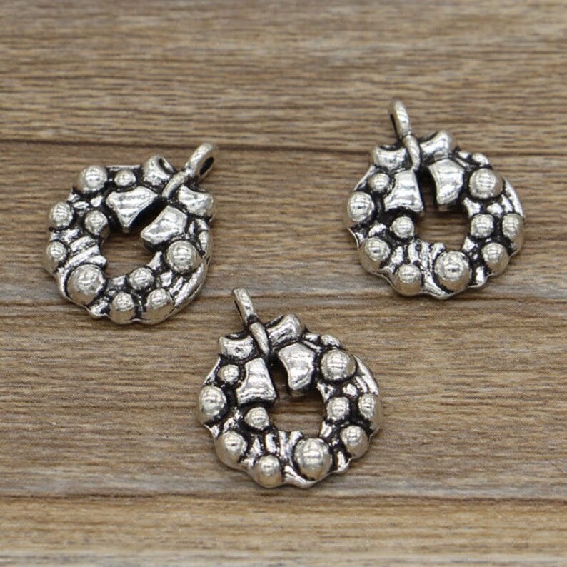 15pcs Christmas Wreath Charms Xmas Charms Antique Silver Tone - Etsy