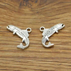 20pcs Fish Charms Bass or Trout Charm Antique Silver Tone 17x25mm ...