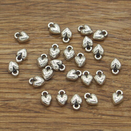 100pcs Mini Heart Charms Love Charms Antique Silver Tone 6x8mm - Etsy