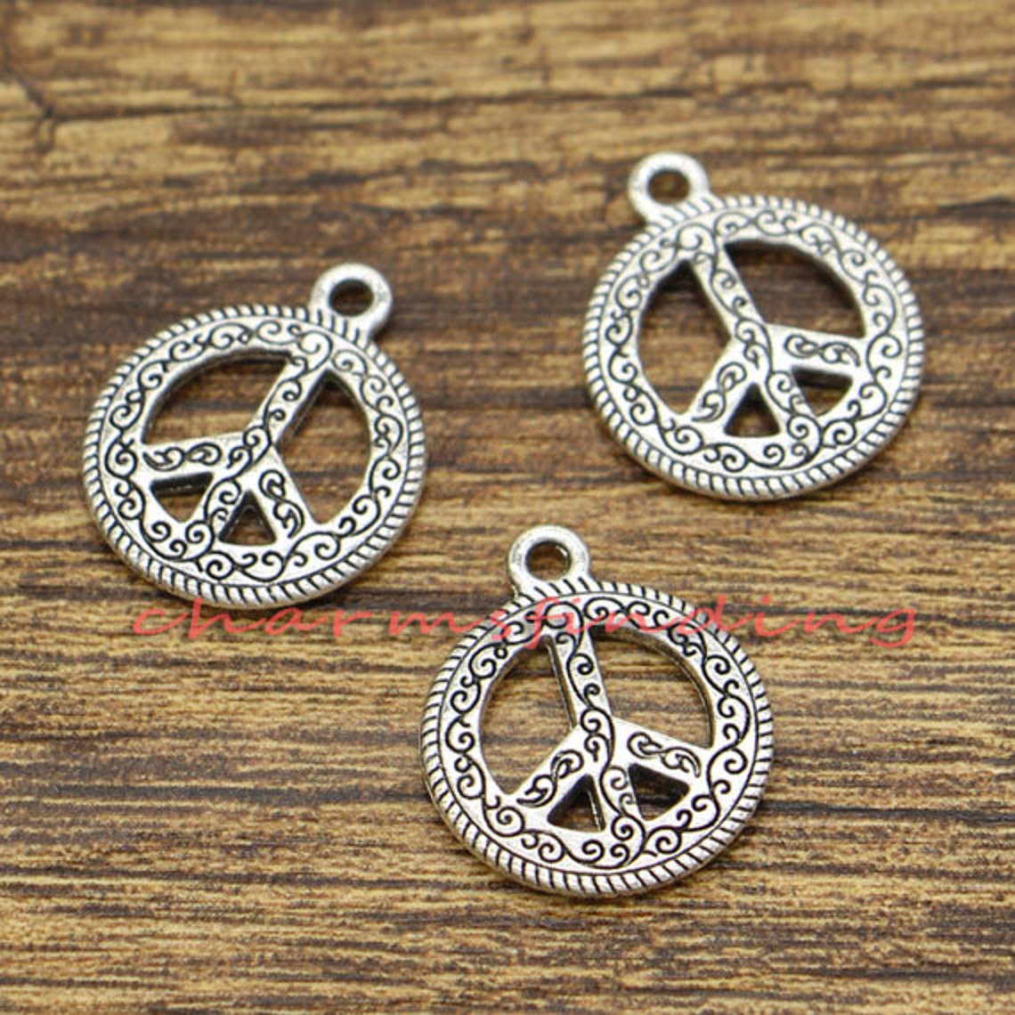 20pcs Peace Sign Charms Peace Symbol 2 Sided Charms Antique - Etsy