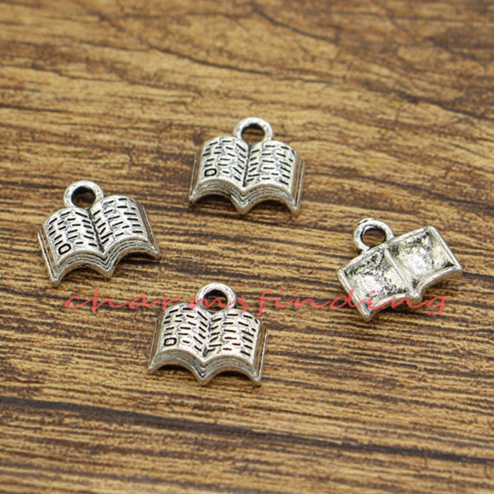 50pcs Mini Book Charms Reading Charm Antique Silver Tone - Etsy