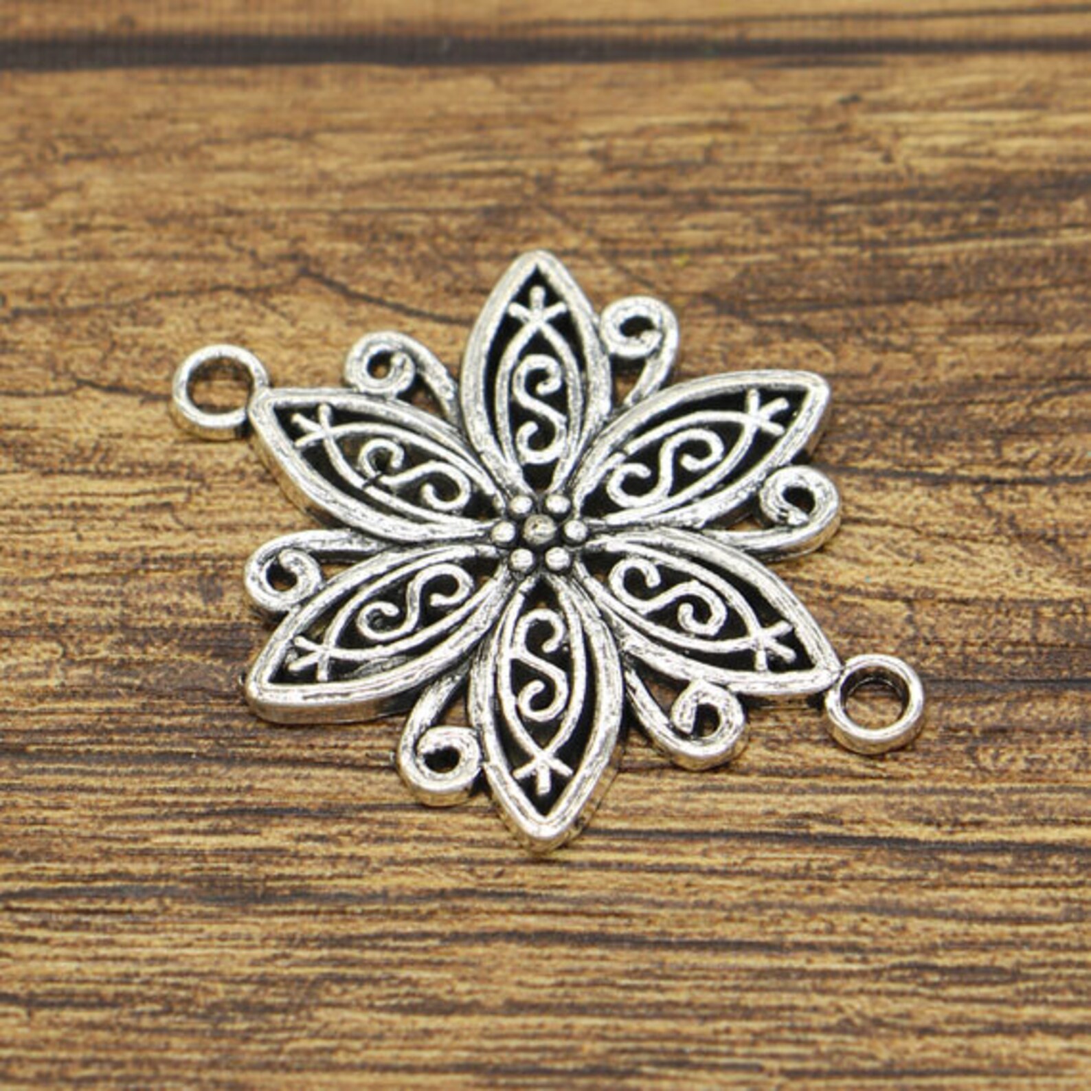 10pcs Large Flower Connector Charms Floral Connector Antique - Etsy