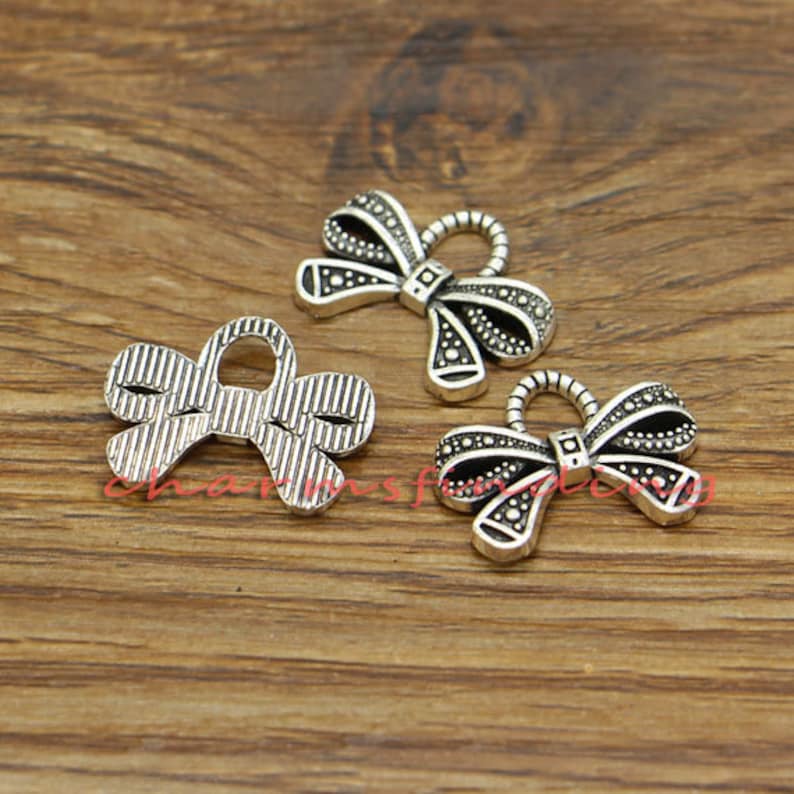 30pcs Bow Charms Bow Tie Charms Antique Silver Tone 19x14mm - Etsy