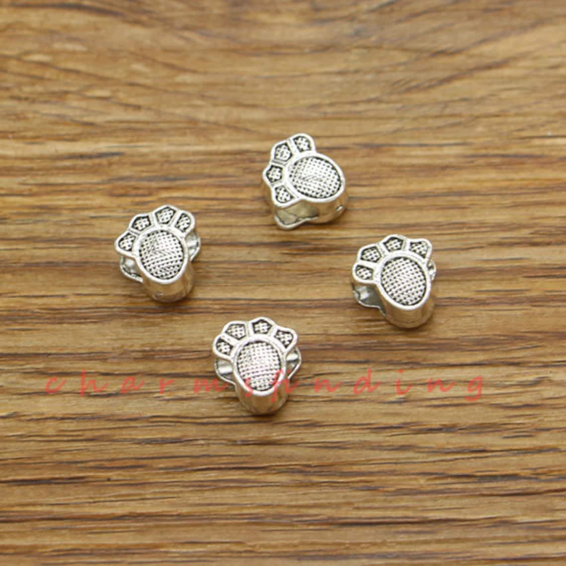 20pcs Dog Paw Beads Spacers Charms Centered Hole Beads Animal - Etsy