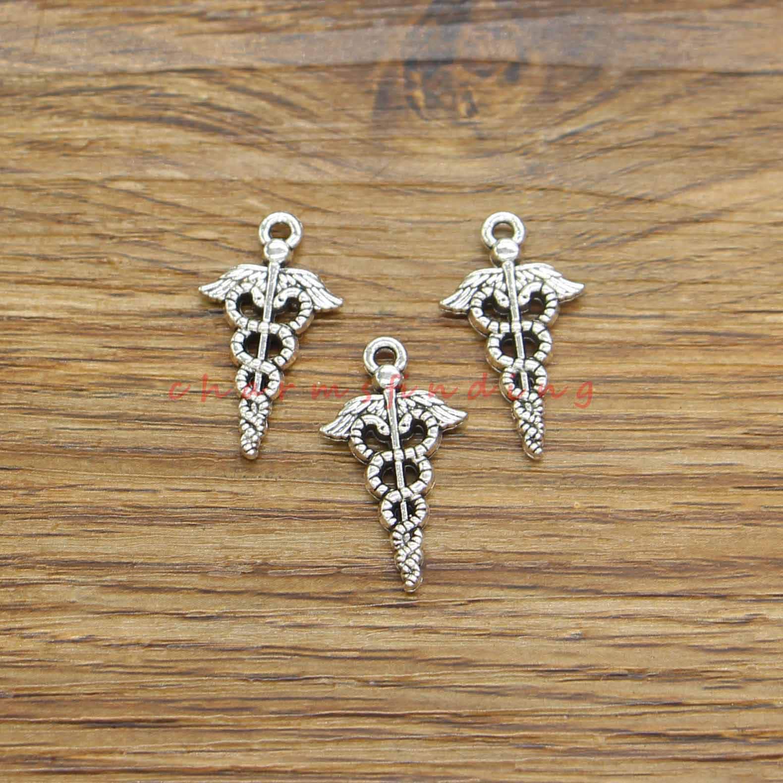 30pcs Caduceus Charms Medical Symbol Charms Antique Silver - Etsy