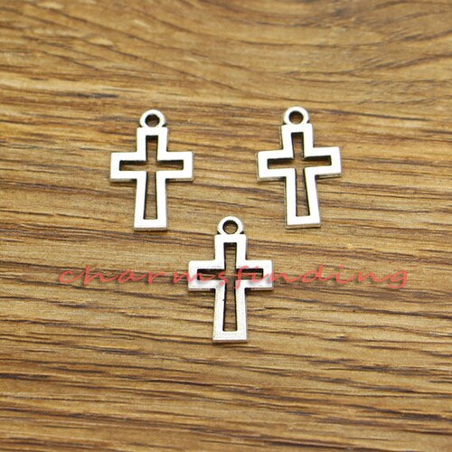 50pcs Cross Charms Religious Charms Antique Silver Tone - Etsy