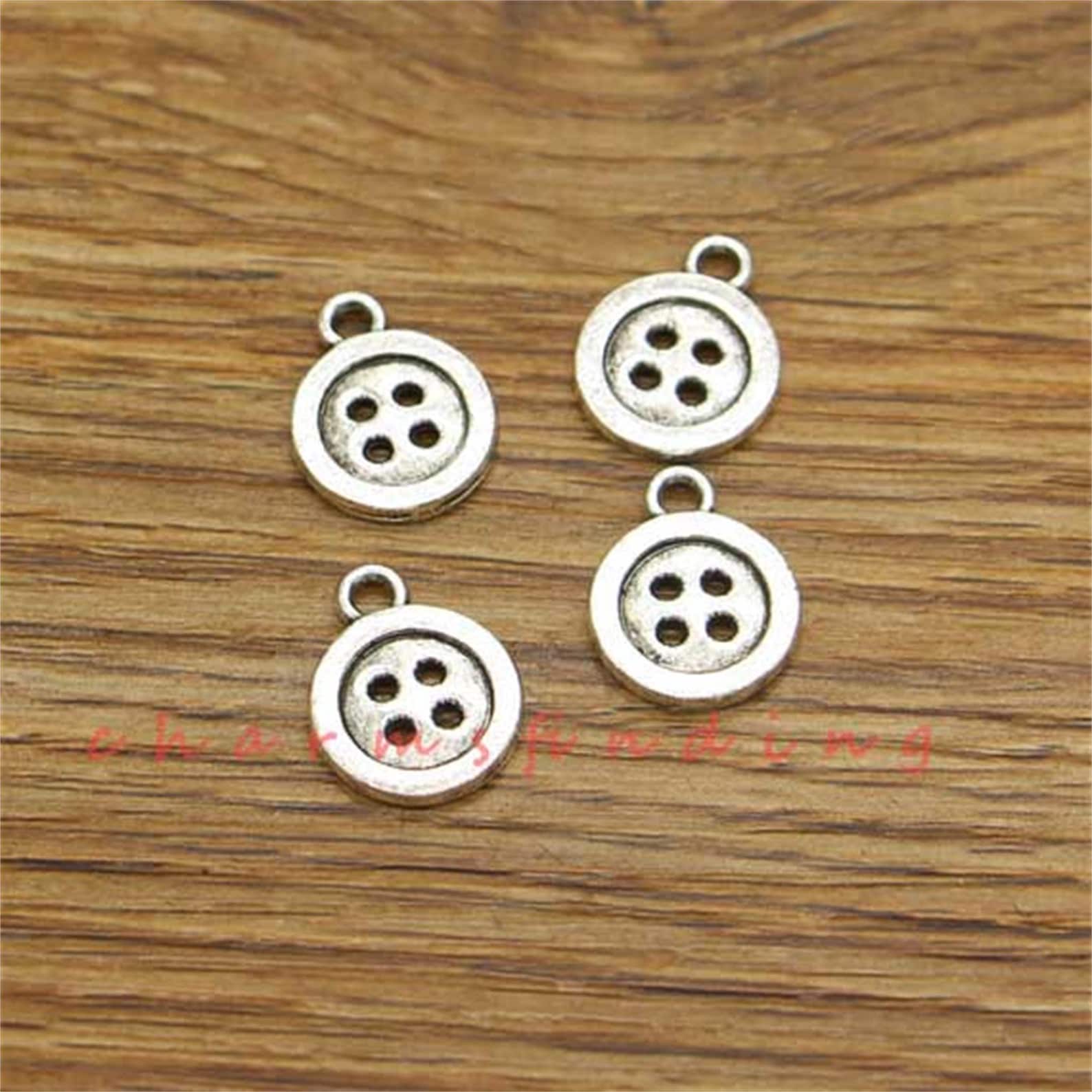 30pcs Button Charms Antique Silver Tone 13x16mm Cf3802 - Etsy