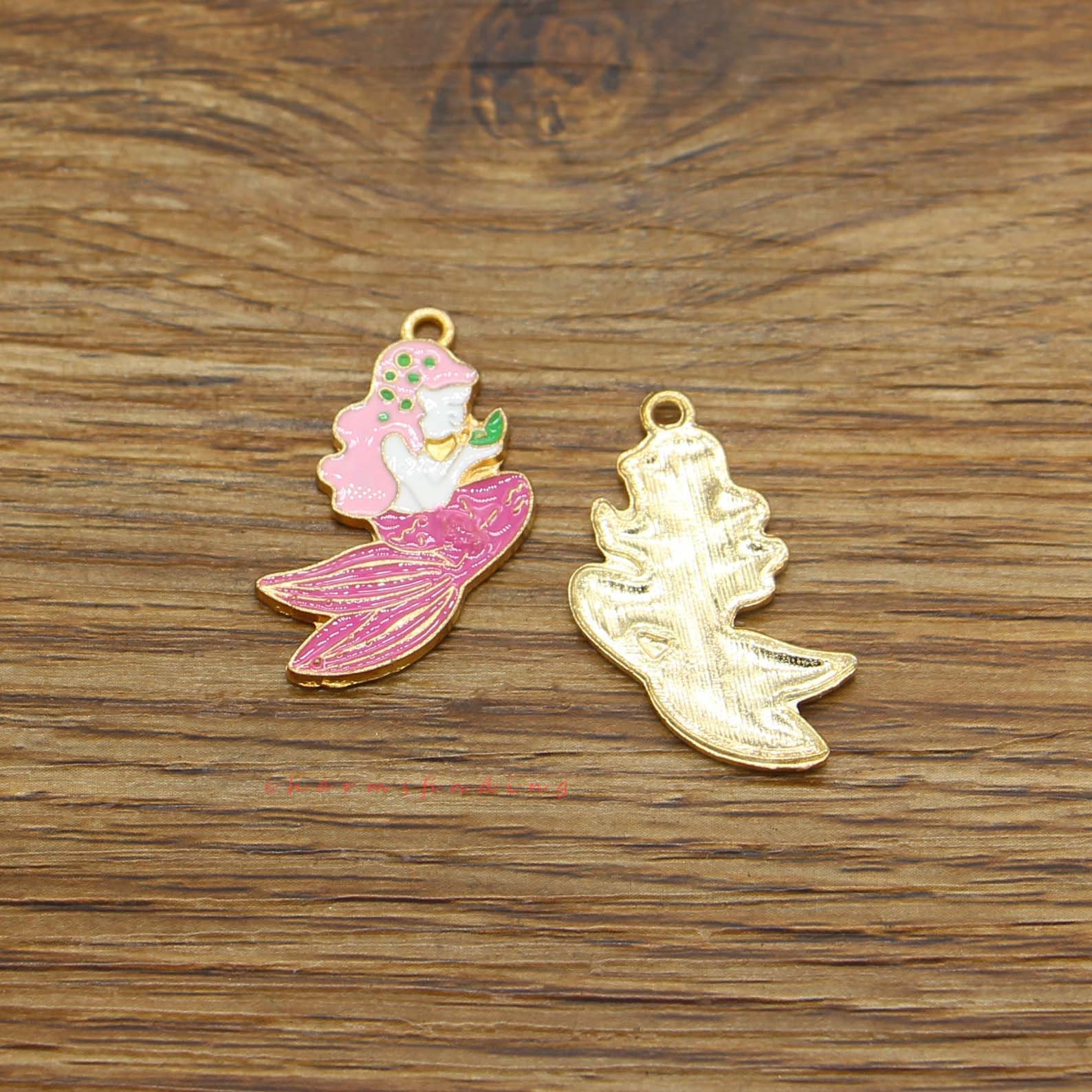 10pcs Mermaid Charms Ocean Charms Gold Plated Tone Enamel | Etsy