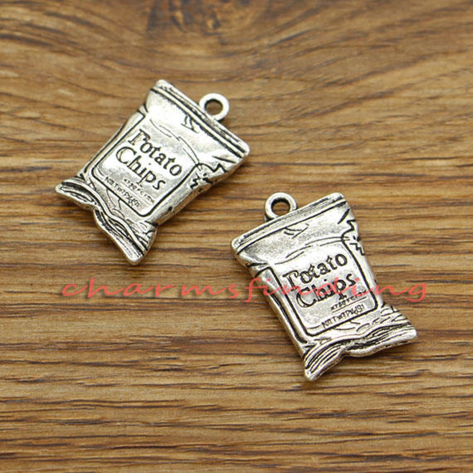 5pcs Large Potato Chips Pendant Charms Antique Silver Tone - Etsy