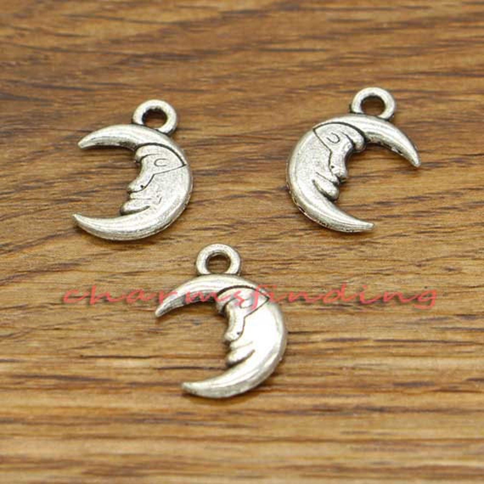 30pcs Moon Charms Moon Face Night Charms Antique Silver Tone | Etsy