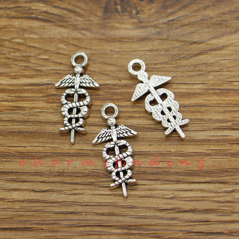 30pcs Caduceus Charms Medical Symbol Charms Antique Silver - Etsy