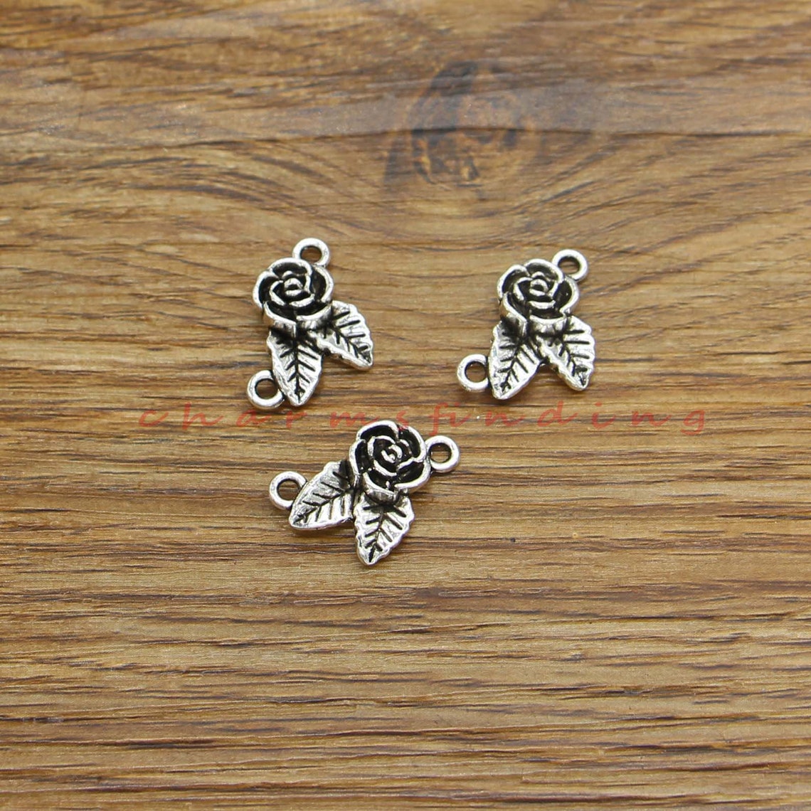25pcs Rose Connector Charms Flower Charm Antique Silver Tone - Etsy
