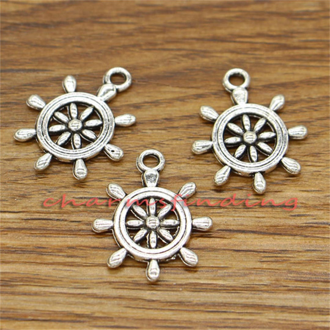 20pcs Helm Charms Ships Wheel Charms Antique Silver Tone 22x18mm Cf2550 ...