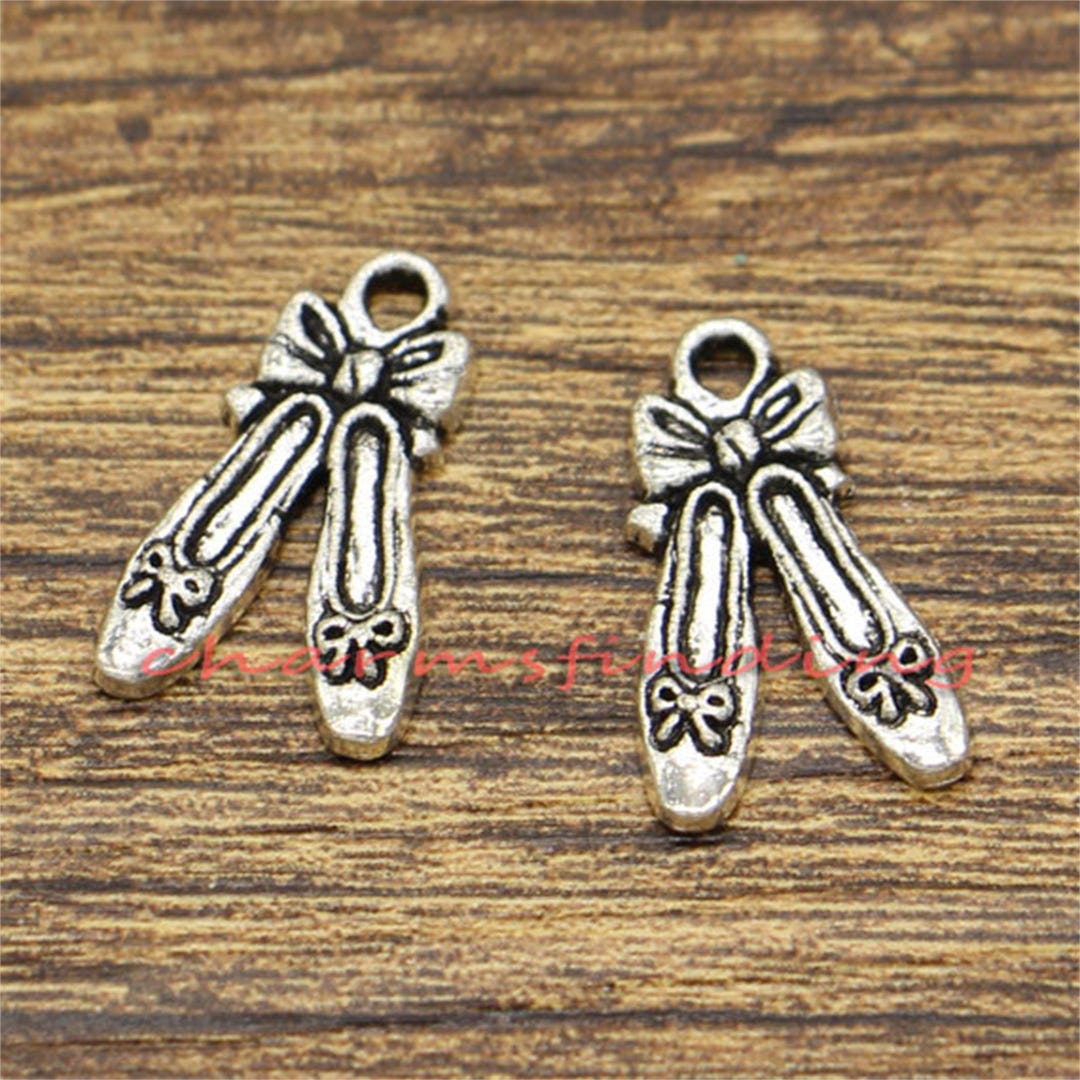 20pcs Ballet Slipper Charms Shoe Charms Antique Silver Tone 17x22mm ...