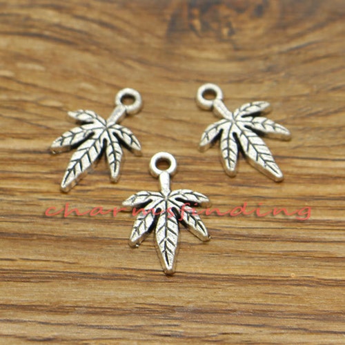 50pcs Leaf Charms Tree Leaves Charm Antique Silver Tone 19x9mm - Etsy