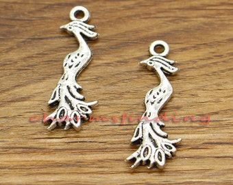 5pcs57x33mm, Antique Silver Phoenix Charms. Bird Charm Animal Pendants ...