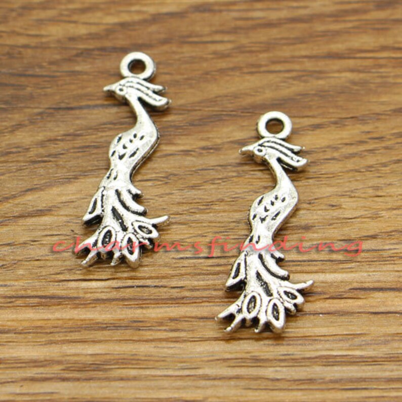 20pcs Phoenix Charm Mythical Birds Charm Antique Silver Tone - Etsy