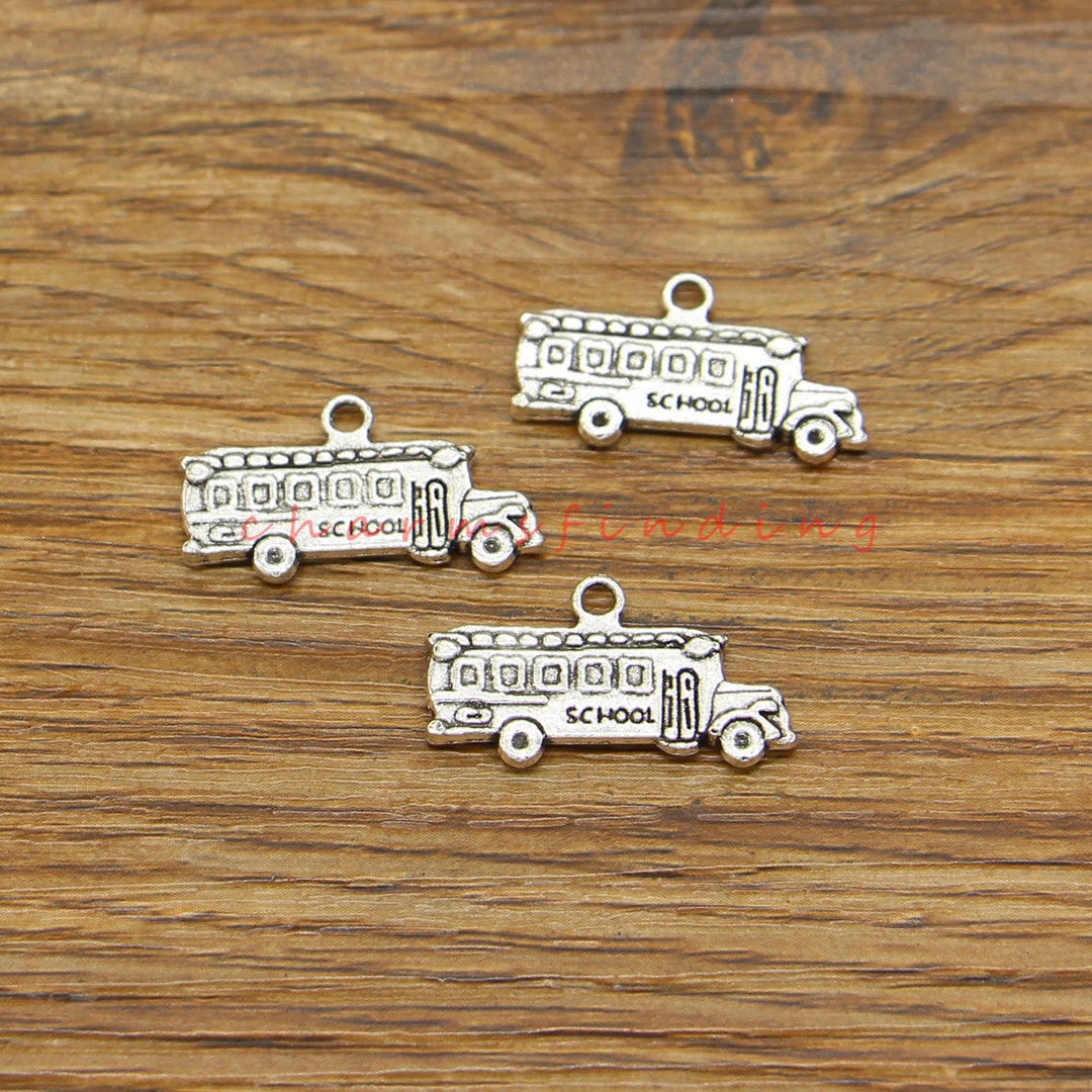 20pcs Metal School Bus Charms Transportation Charms Diy Jewelry Making ...