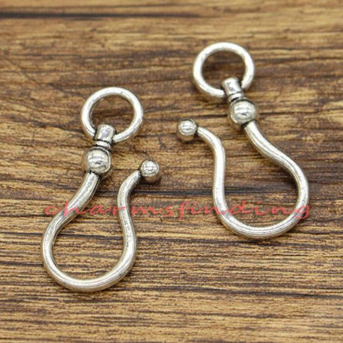 10pcs Large Hook Charms Large Size Charms Antique Silver Tone - Etsy