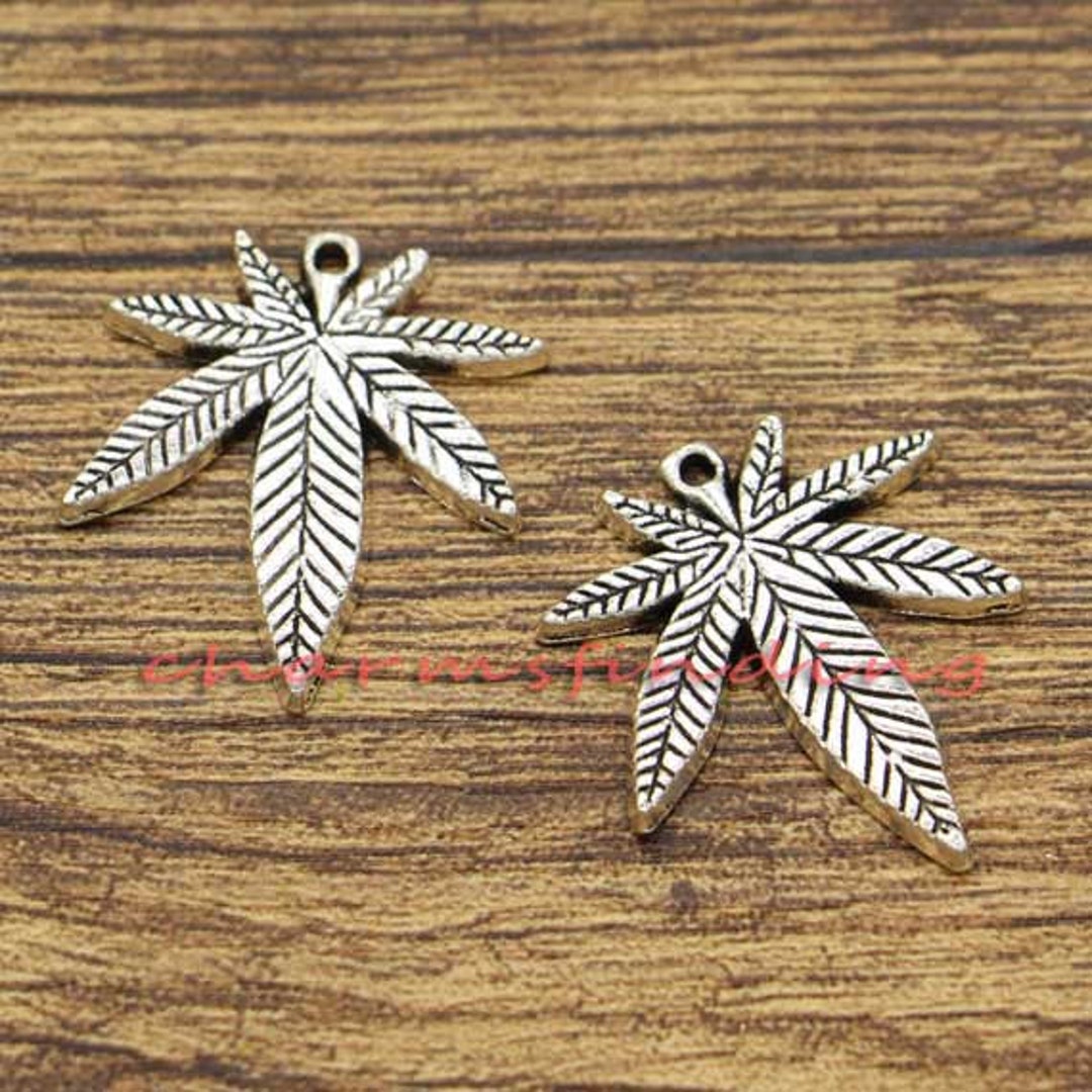 20pcs Leaf Charm Weed Charms Antique Silver Tone 22x25mm Cf2560 - Etsy
