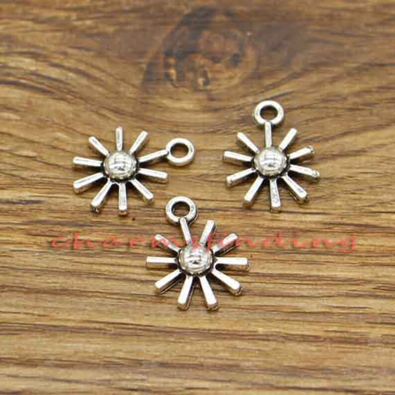 50pcs Bead Flower Charm Little Flower Charms Antique Silver - Etsy