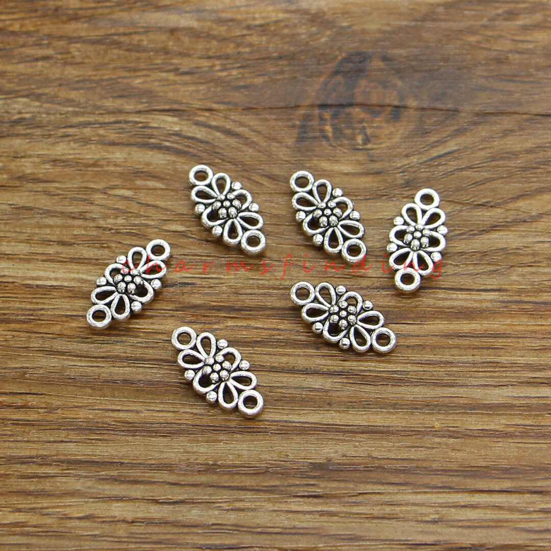 50pcs Flower Connector Charms Floral Connector Links Bulk Antique ...